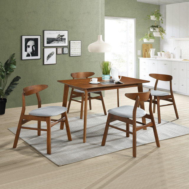 WestinTrends 5PC Mid-Century Modern Solid Wood Dining Room Set ...