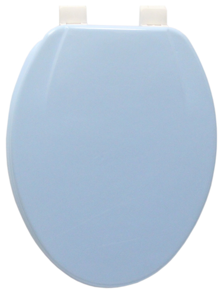 Trimmer Wood Toilet Seat, Light Blue, Standard Round - Traditional ...