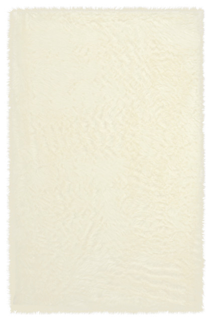 Cozy Shag Machine Woven Rectangle Rug, Cream, 3'x5' - Transitional ...