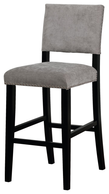 Benzara Transitional Style Wooden Bar Stool with Footrest, Gray and ...