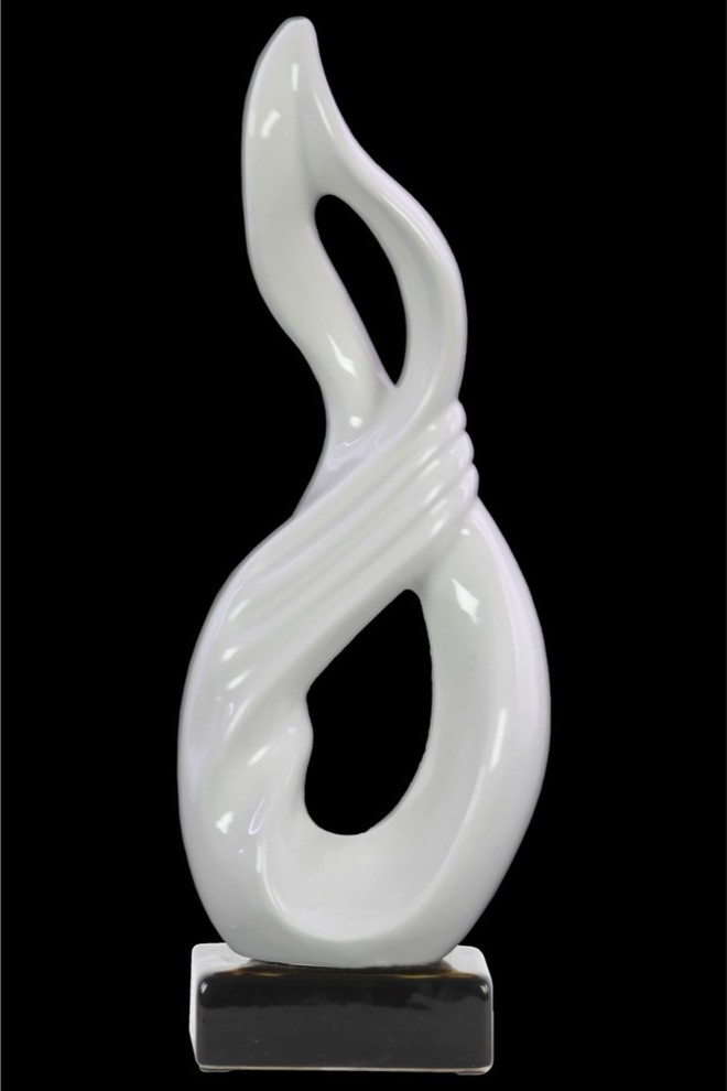Ceramic Standing Infinity Abstract Sculpture on Rectangle Base, White ...