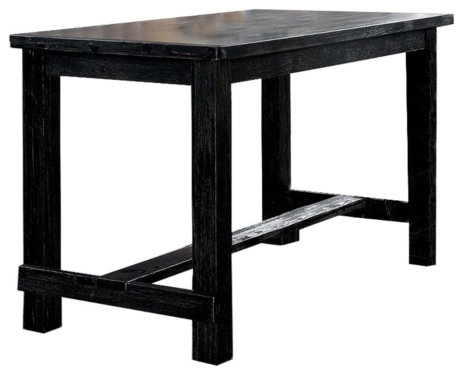 Rectangular Counter Height Table with Block Legs Antique Black ...