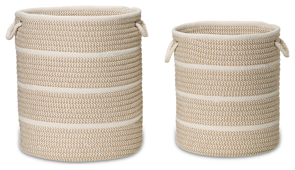 Modern Woven Hampers Sand 17"x17"x22", Round, Braided - Modern ...