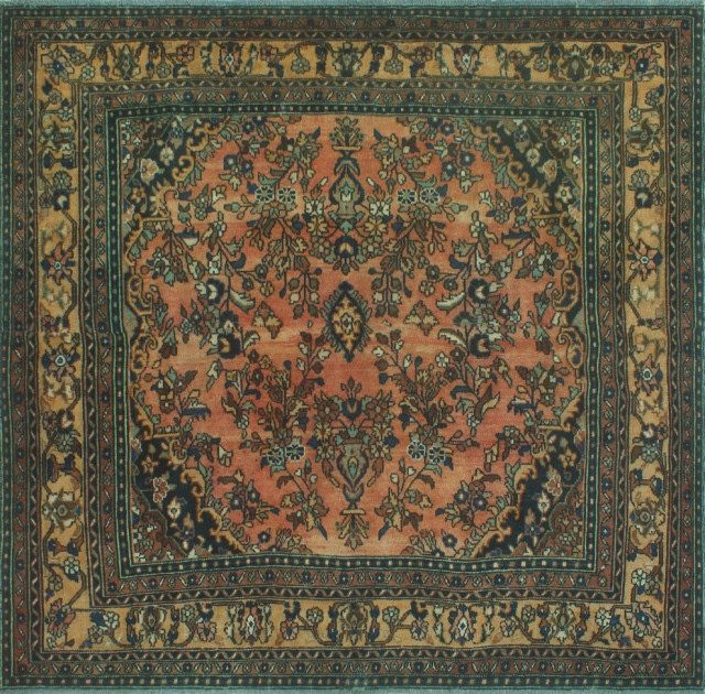 Fine Vintage Distressed Ametta Rust/Charcoal Rug, 7'4x8'1, 7'4x8'1 ...