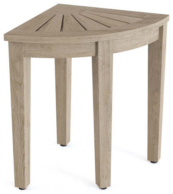 Kai Corner Teak Shower Bench, 15.5" Wide; 21" Tall - Contemporary ...