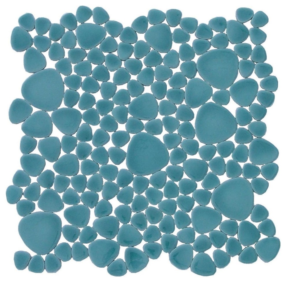 Porcelain Sea Mist Pebble Tile - Contemporary - Mosaic Tile - by ...