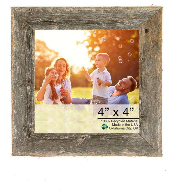 4" X 4" Natural Weathered Gray Picture Frame - Rustic - Picture Frames ...