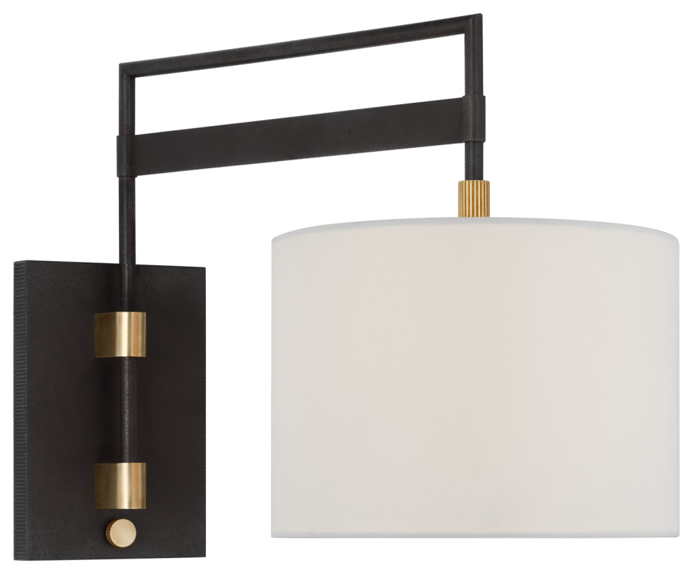 Gael Medium Articulating Wall Light With Linen Shade - Transitional - Swing Arm Wall Lamps - by ...