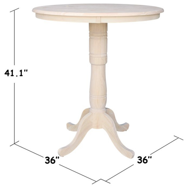 Classic Bar Dining Table, Rubberwood Construction With Pedestal Base ...