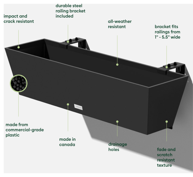 Veradek Pure Series Window Box Wall/Railing Planter, 36" - Transitional ...