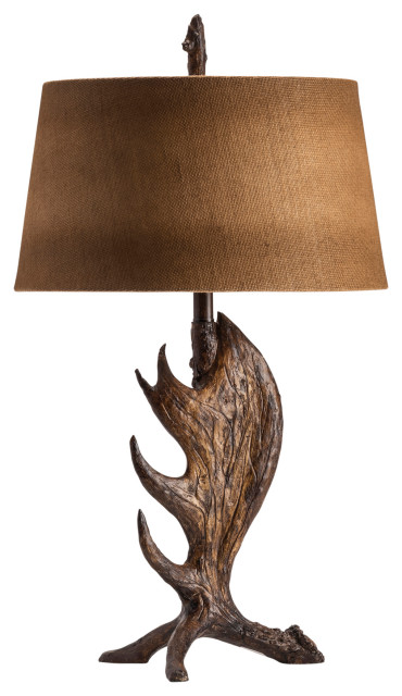 Moose Shed Table Lamp Resin Moose Brown Finish, Set of 2 - Rustic ...