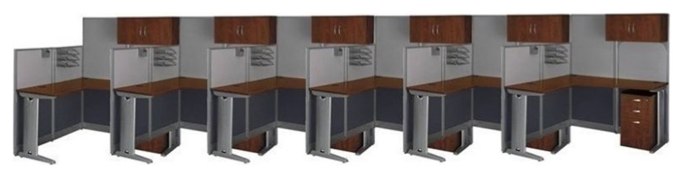 Bush Business Furniture Office-in-an-Hour Hansen Cherry Cubicles for 6 ...