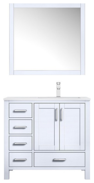 Jacques White 36" Single Vanity Set with Carrara Marble Top - Right ...