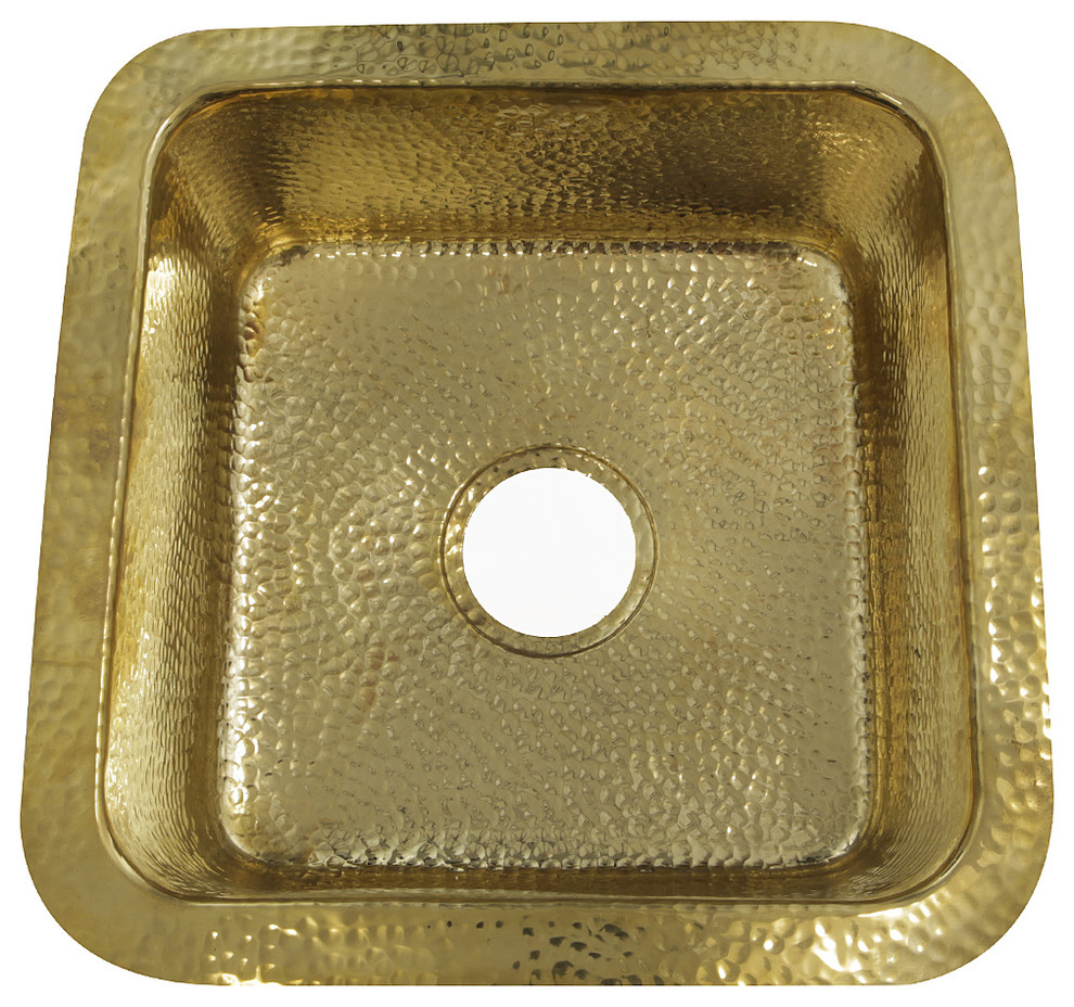 Nantucket Sinks SQRB-7 16.625" Hammered Brass Square Undermount Bar ...