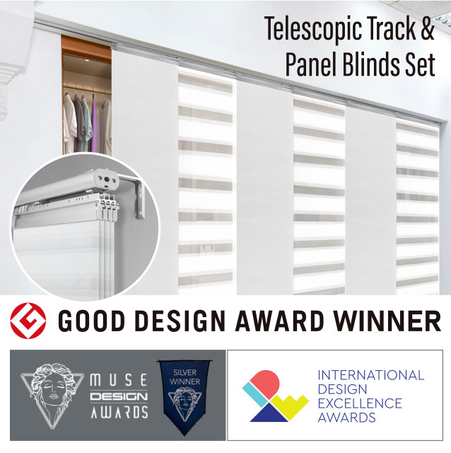 Nico 8-Panel Track Extendable Vertical Blinds 130-175"W, 116" H ...