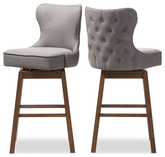 Gradisca Swivel Barstool in Gray (Set of 2) - Transitional - Bar Stools ...