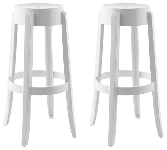 Modern White Casper Bar Stool Set of 2, 14.5"Lx14.5"Wx29.5"H - Contemporary - Outdoor Bar Stools ...