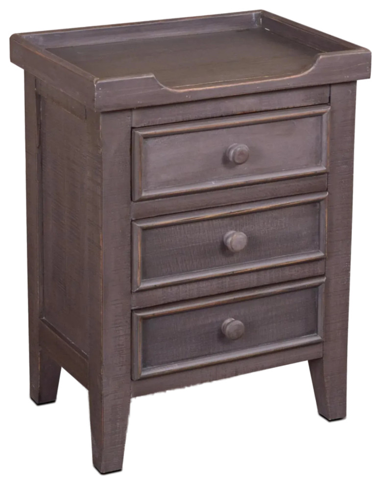 Landon 3 Drawer Tray Top Nightstand - Grey - Farmhouse - Nightstands ...