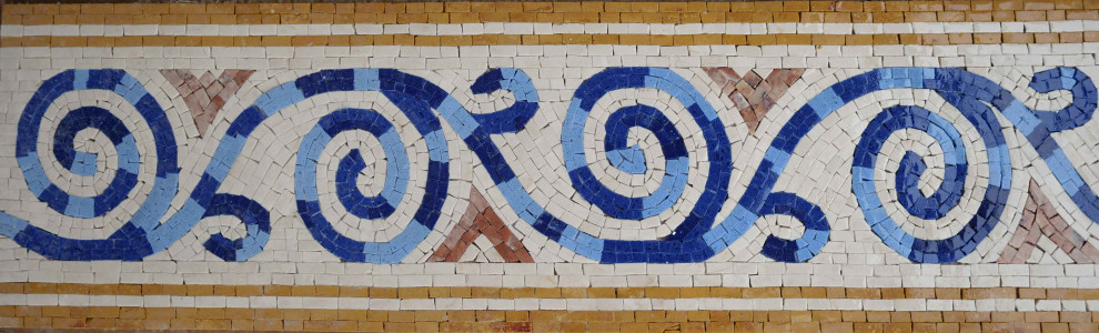 Twirling Waves - Marble Mosaic, 24" x 12" - Contemporary - Accent Trim ...