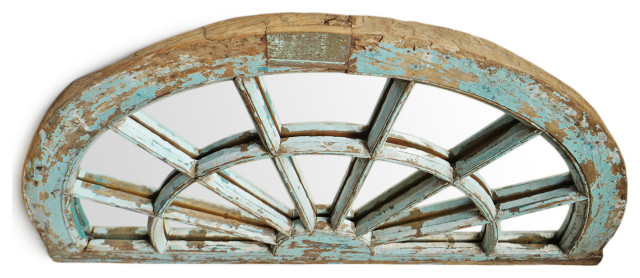 Consigned Blue Window Transom Arch Mirror - Farmhouse - Wall Mirrors ...