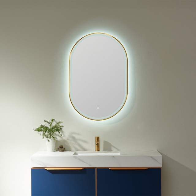 24'' Oval LED Lighted Accent Bathroom/Vanity Wall Mirror - Modern ...