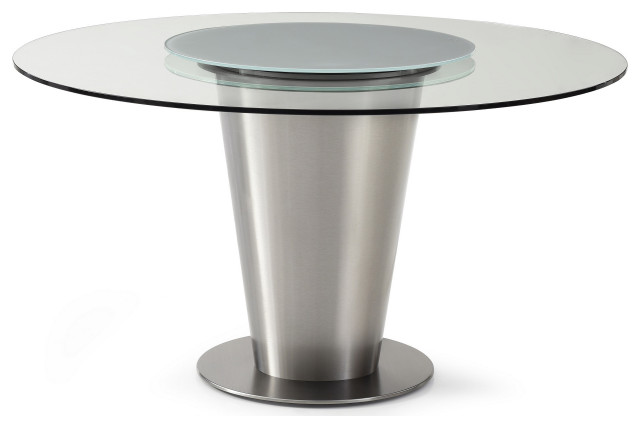 Round Glass Dining Table Top With Stainless Steel Base - Contemporary ...