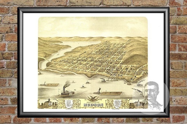 Old Map of Hudson Wisconsin 1870, Vintage Map Art Print, 18"x24 ...