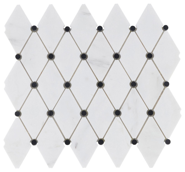 White Cararra Marble Stone Black Dot Marble Insert Mosaic Tile ...