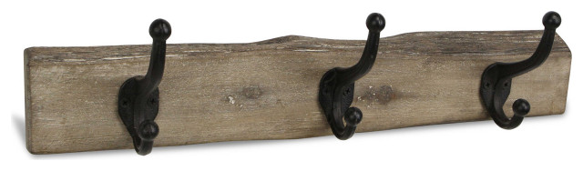 Cheungs Decorative Rustic Wood Plank With 3 Wall Hooks - Rustic - Wall ...