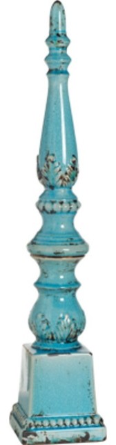 decorative Ceramic Spire, Large, Blue - Farmhouse - Decorative Objects ...