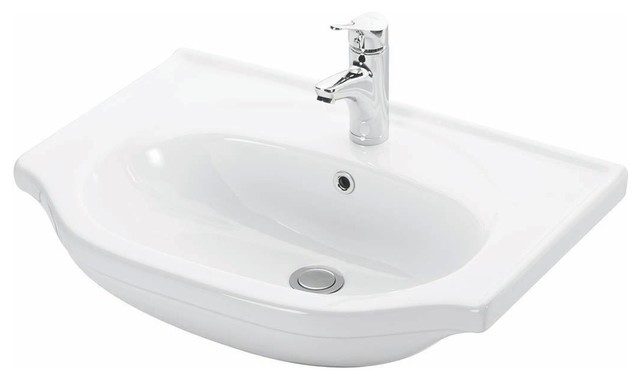 Basic 4834 Ceramic Wall Mounted / Semi-recessed Bathroom Sink ...