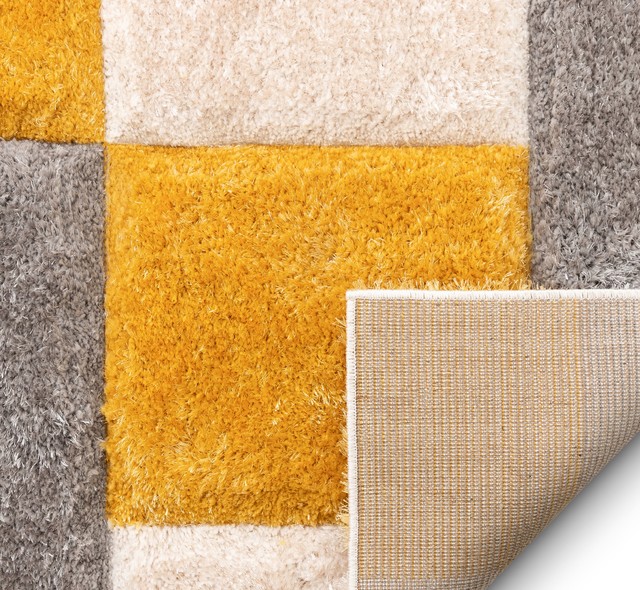 Well Woven San Francisco Escondido Modern Geometric Squares Yellow Shag ...