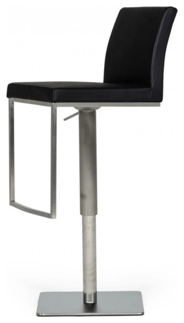 Johnny Modern Black & Brushed Stainless Steel Bar Stool Set of 2 ...