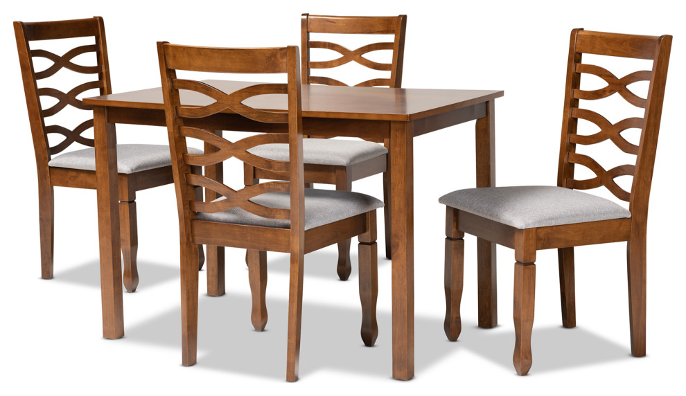 Brande Modern Gray and Walnut 5-Piece Dining Set - Transitional ...