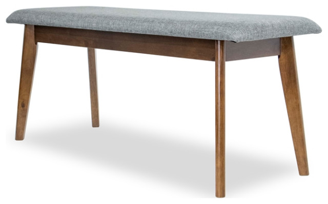 Aria Mid-Century Modern Design Large Fabric Upholstered Dining Bench in ...
