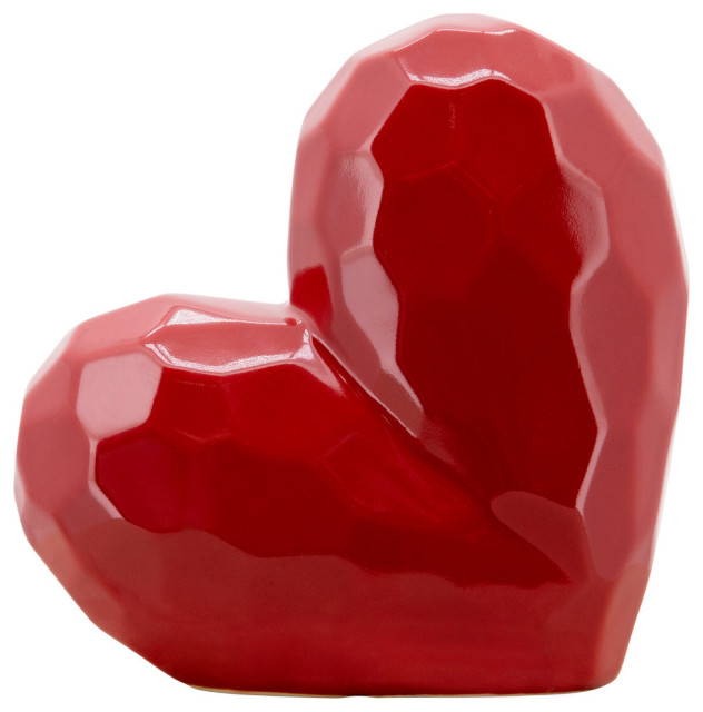 8" Red Heart Table Deco, Red - Contemporary - Decorative Objects And ...