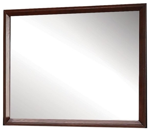 ACME Ilana Rectangular Wooden Mirror in Brown Cherry - Transitional ...