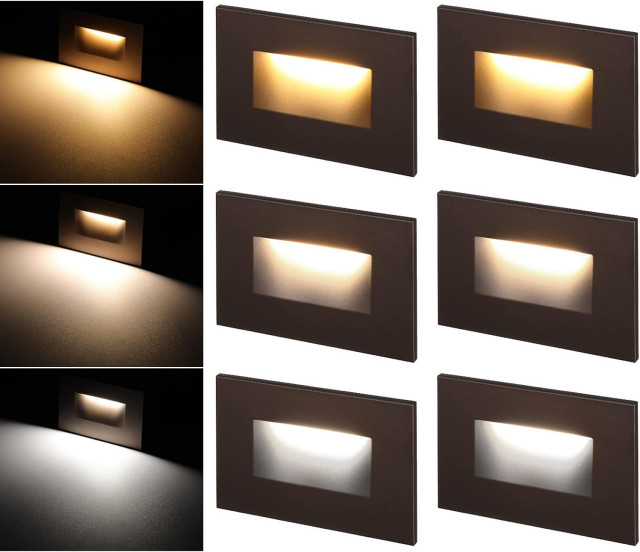 6 Pack 5CCT LED Step Lights, Dimmable Horizontal Stair Lights IP65 ...