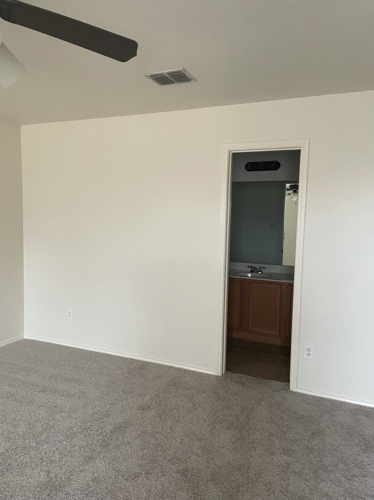 small linear master bathroom