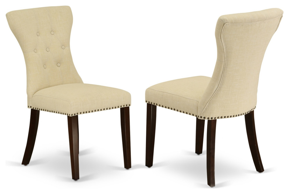 Set of 2 Gallatin Parson Chair-Mahogany Finished Leg, Light Beige ...