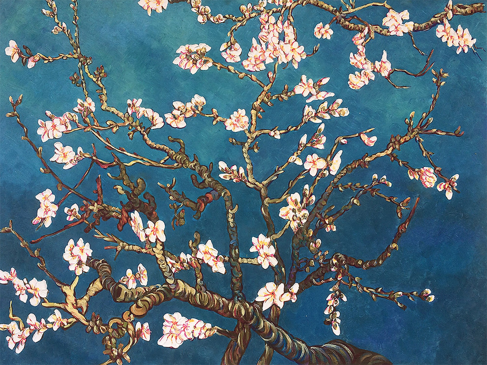Branches of an Almond Tree in Blossom - Modern - Paintings - by ...