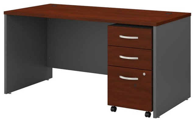 Pemberly Row 60W Office Desk with Drawers in Hansen Cherry - Engineered ...