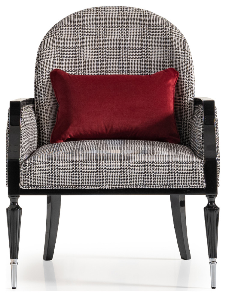 La Francaise Velvet Accent Chair Domino/Black - Contemporary ...