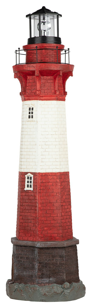 Coastal Shoal Solar Lighthouse Statue - Beach Style - Garden Statues ...