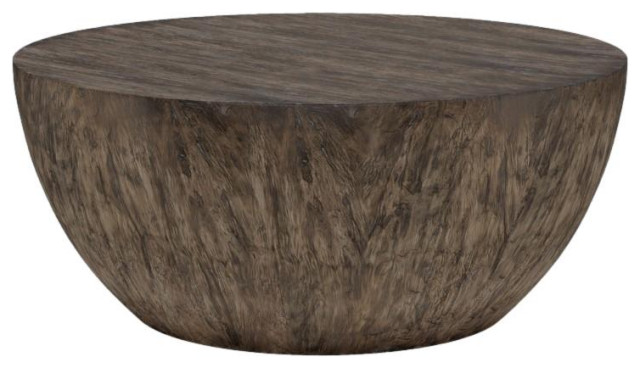Minimalist Large Round Wood Coffee Table Modern Geometric Block Walnut ...