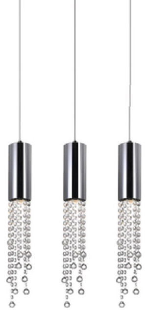 Extended 3 Light Multi Light Pendant With Chrome Finish - Contemporary ...
