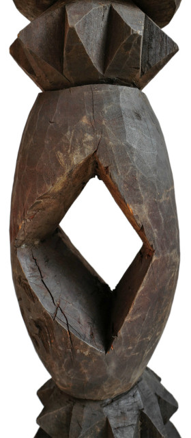 Consigned Carved Wood Tribal Post on Stand - Southwestern - Decorative ...