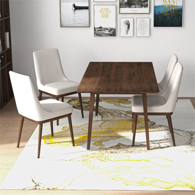 Altus Modern Solid Wood Walnut Dining Room & Kitchen Table and 4 Chair ...