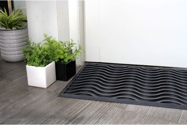 Black Moulded Waves Texture Rubber Doormat, 18"x30", 18"x30 ...