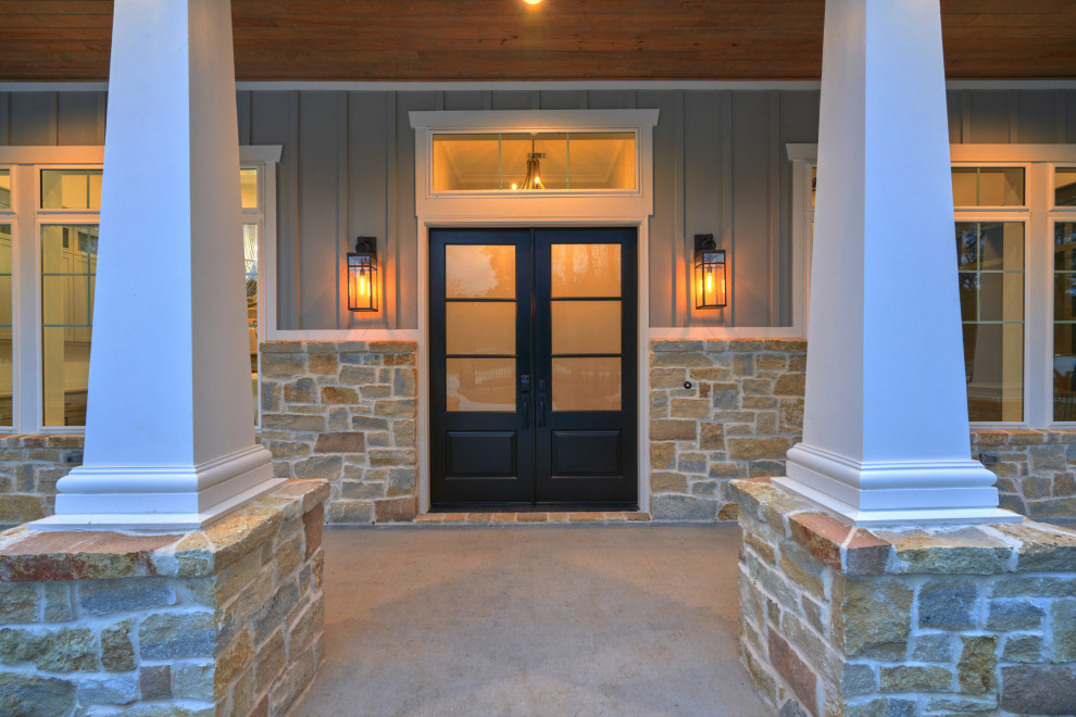 Craftsman Style Stone with Board and Batten - Craftsman - Porch ...